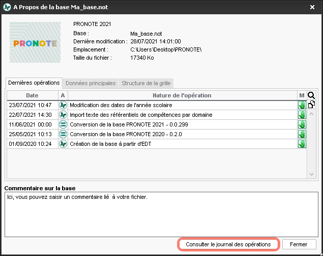 Journal des opérations