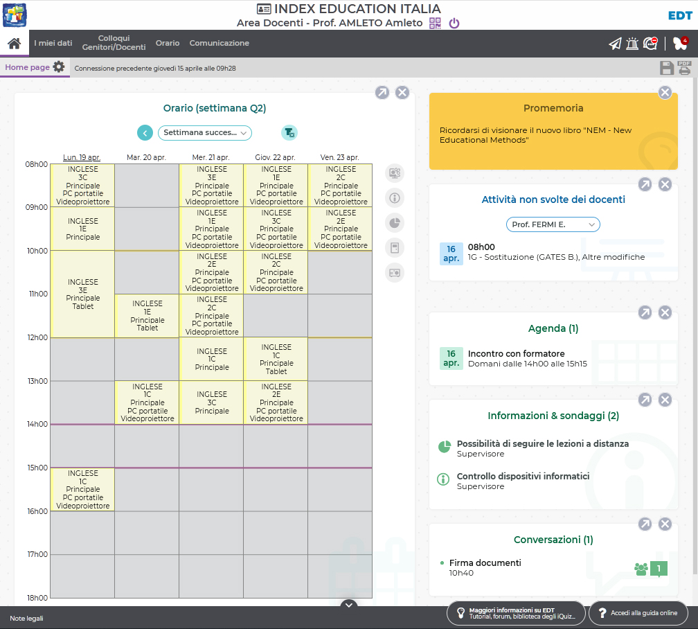 Guida online dell'Area Docenti
