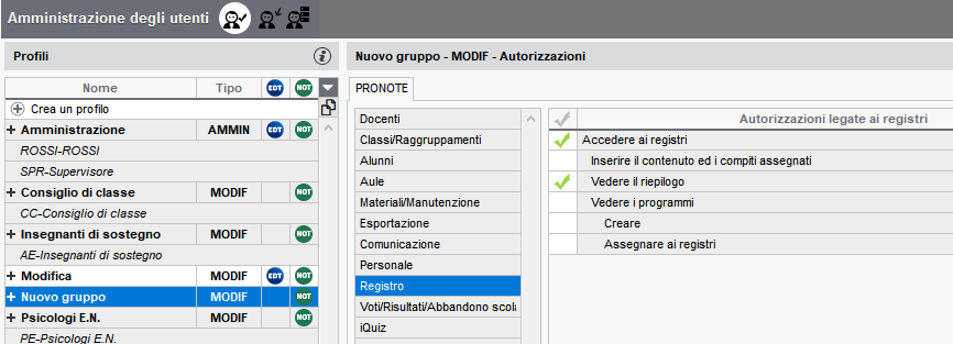 Profilo degli utenti